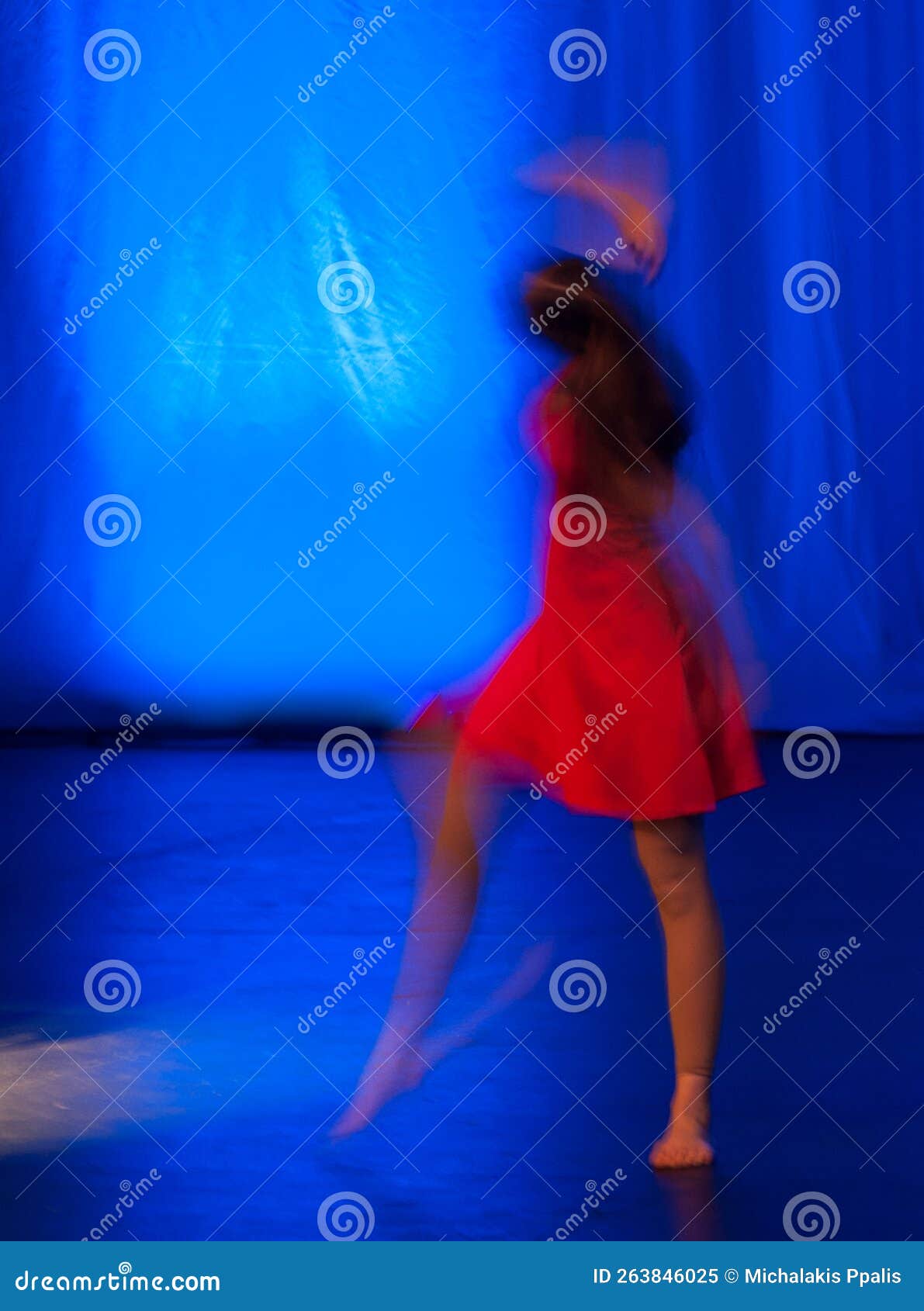 Unrecognized Woman Dancing on a Stage. Blurred Motion of Dancer Stock ...