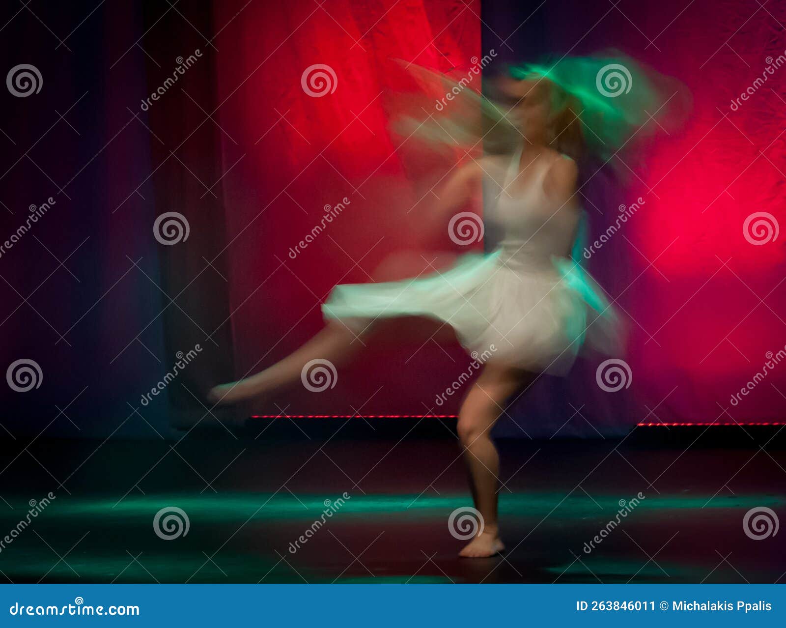 Unrecognized Woman Dancing on a Stage. Blurred Motion of Dancer Stock ...