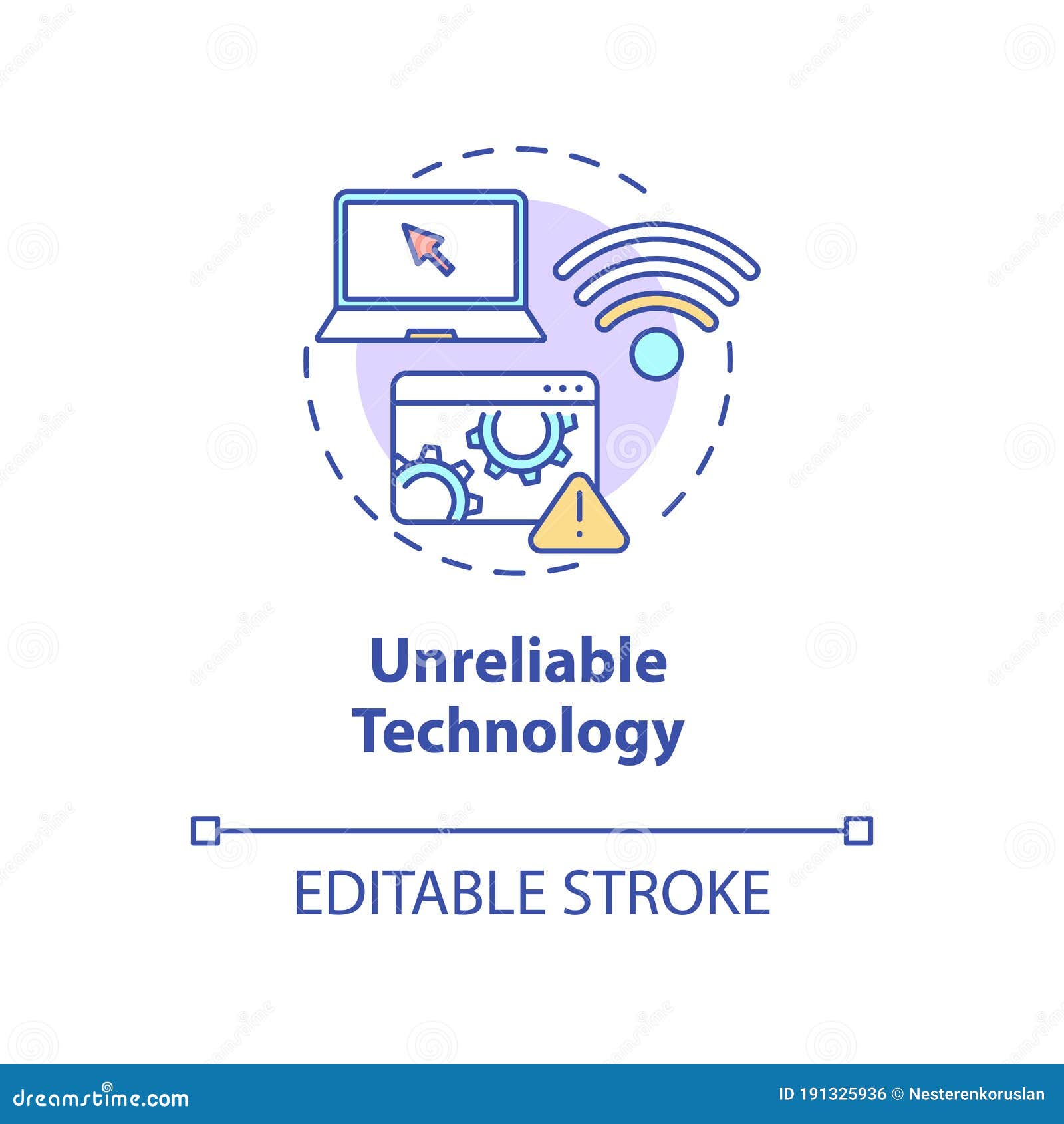 Unreliable Technology Concept Icon Stock Vector - Illustration of line ...