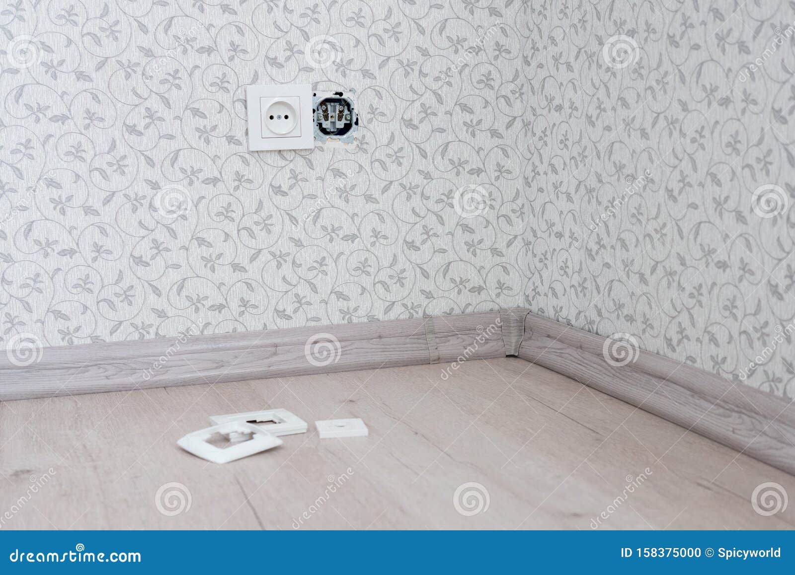Unrepaired Electrical Outlet in the Wall in the New Empty Apartment ...