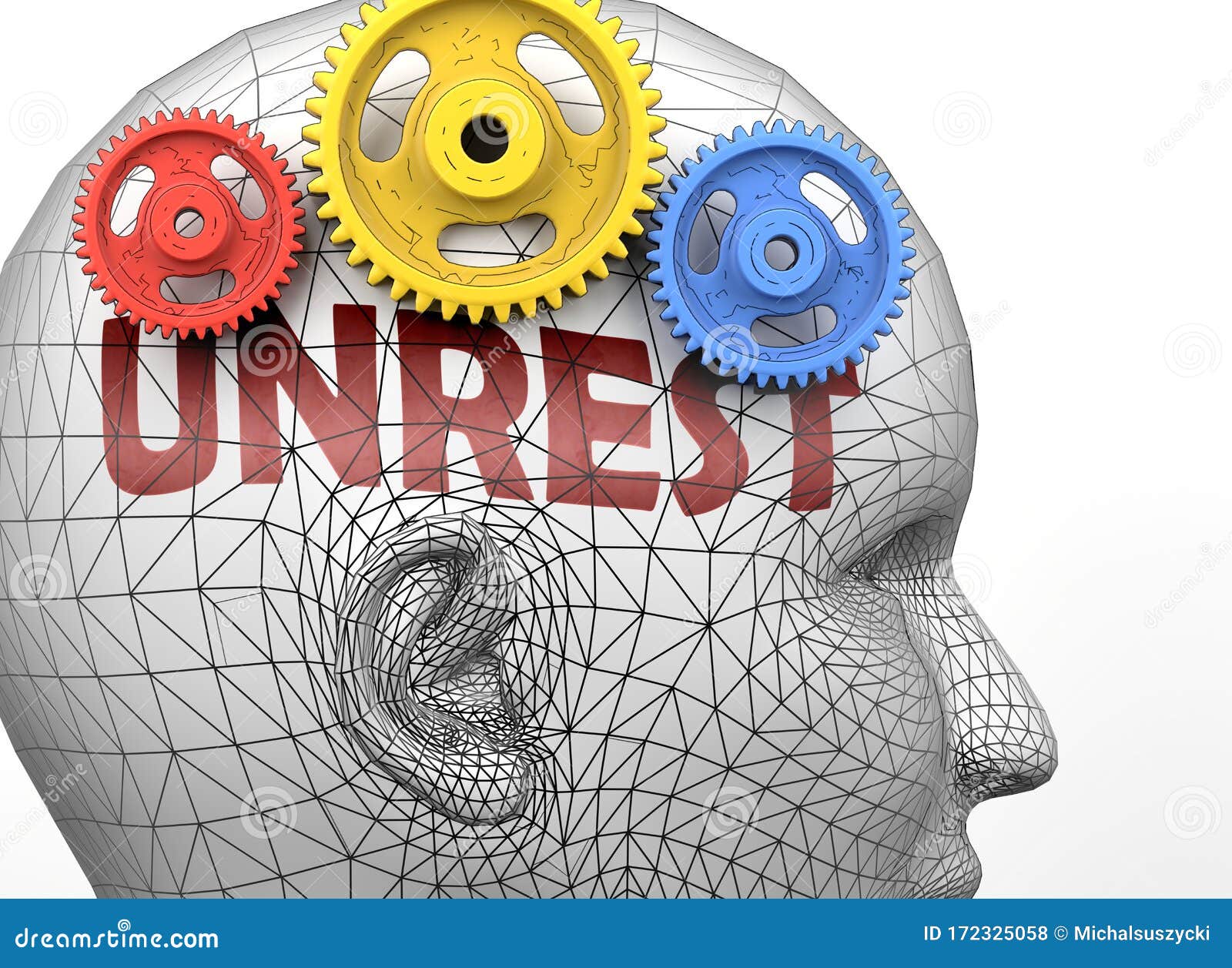 Unrest and Human Mind - Pictured As Word Unrest Inside a Head To ...