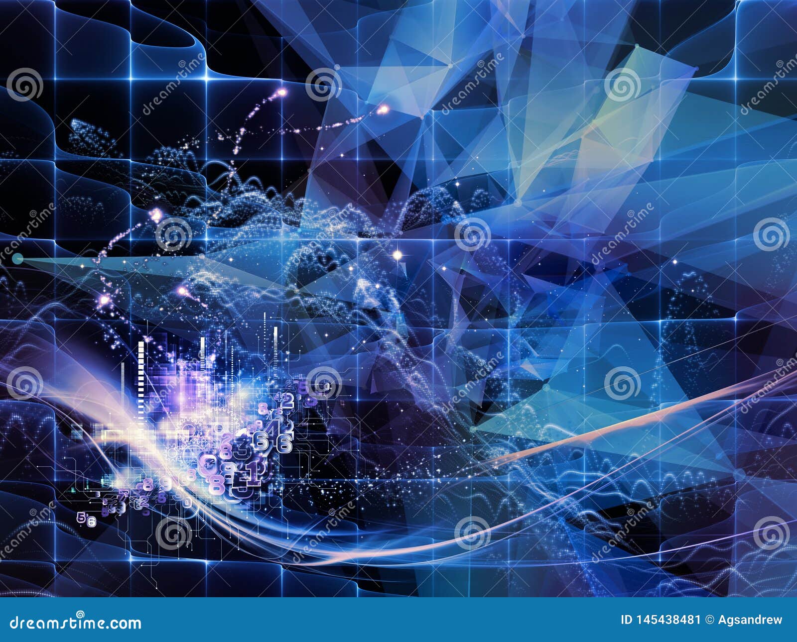 Unrestrained Dance of Digital Elements Stock Illustration ...