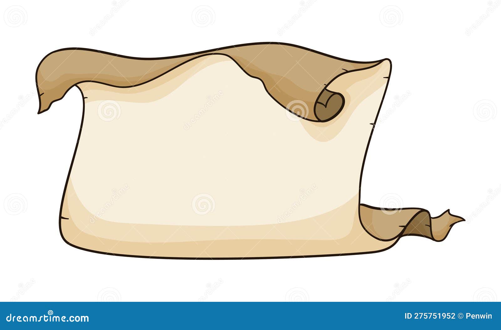 Unrolled Parchment with Blank Space in Cartoon Style, Vector ...
