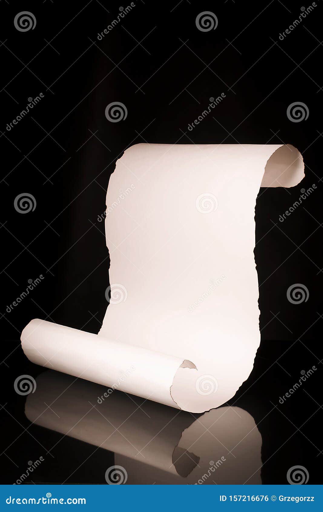 Unrolled Papyrus Scroll With Inkwell And Quill On Top Of Old Boards ...