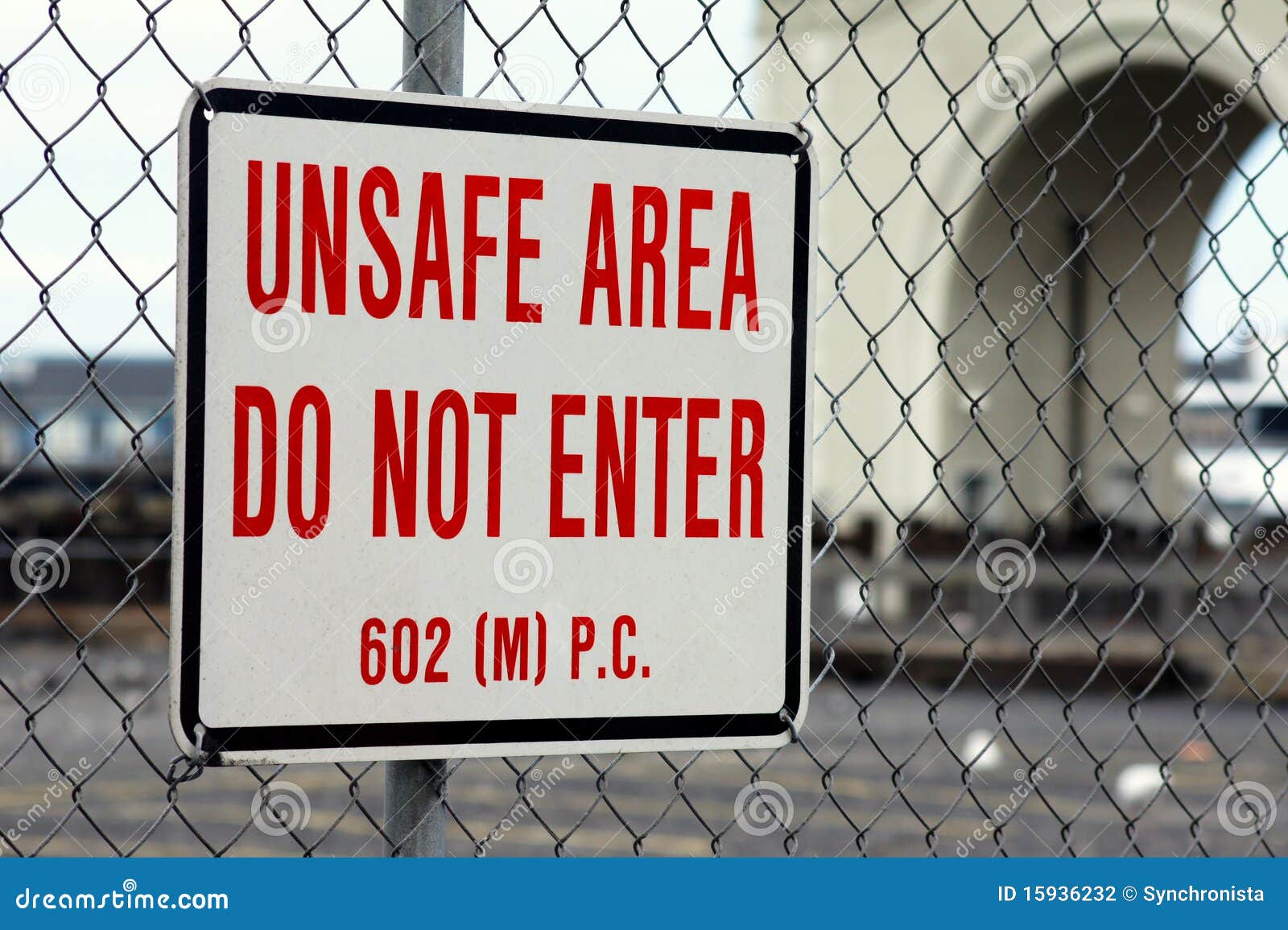 Unsafe Area sign stock photo. Image of warning, caution - 15936232