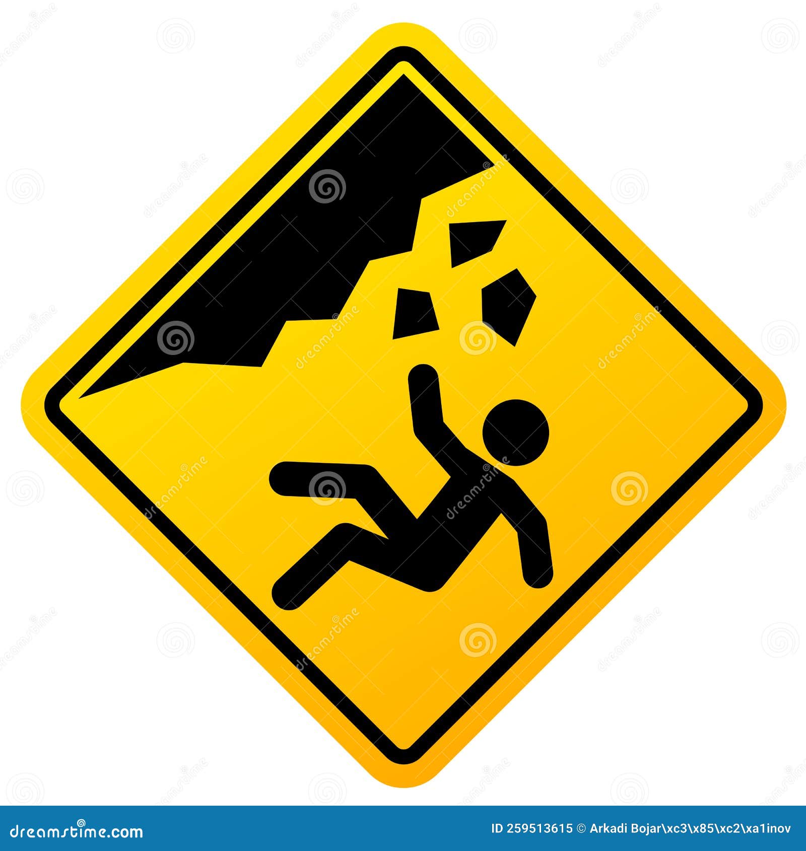 Falling Rocks Icon Cliff Collapse Debris Break Off Dangers Vector Black ...