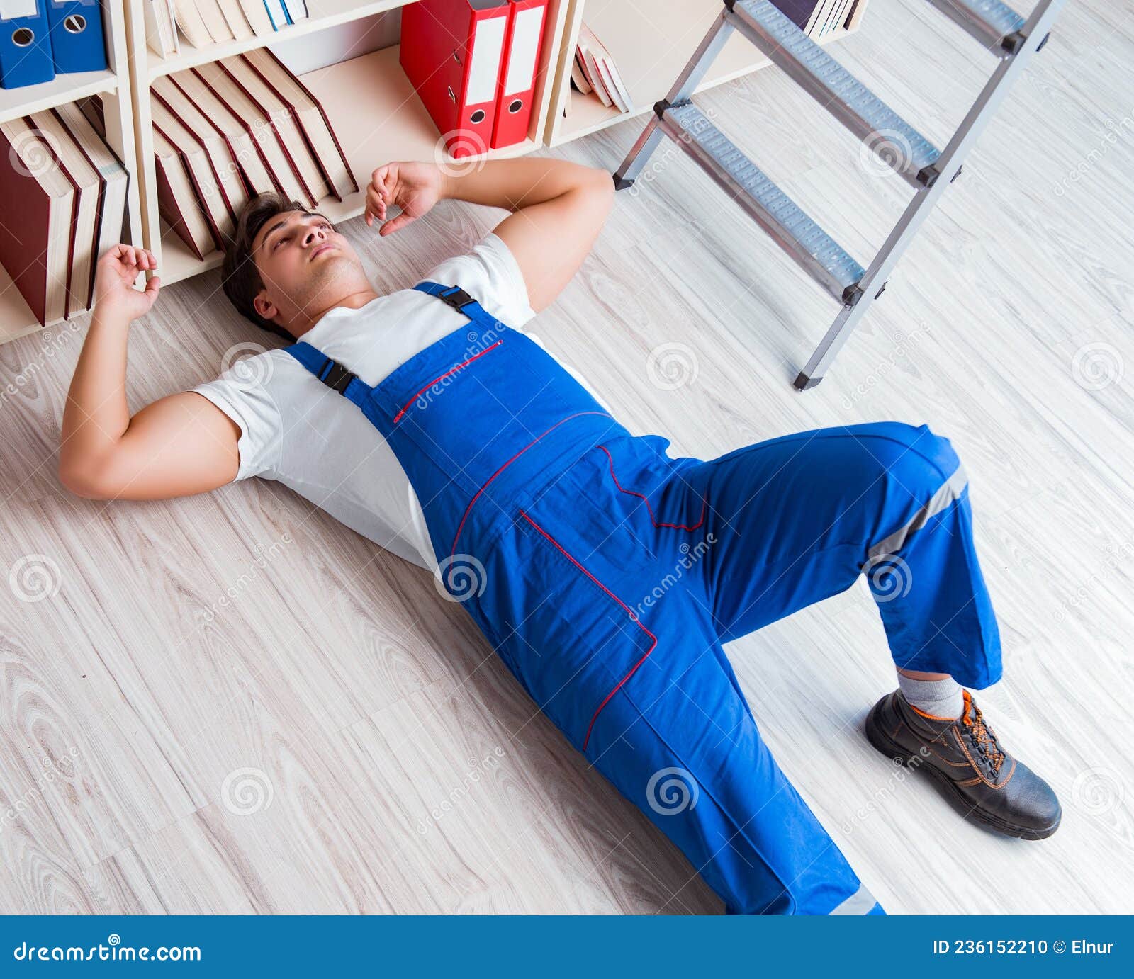 Unsafe Behavior Concept with Falling Worker Stock Photo - Image of ...