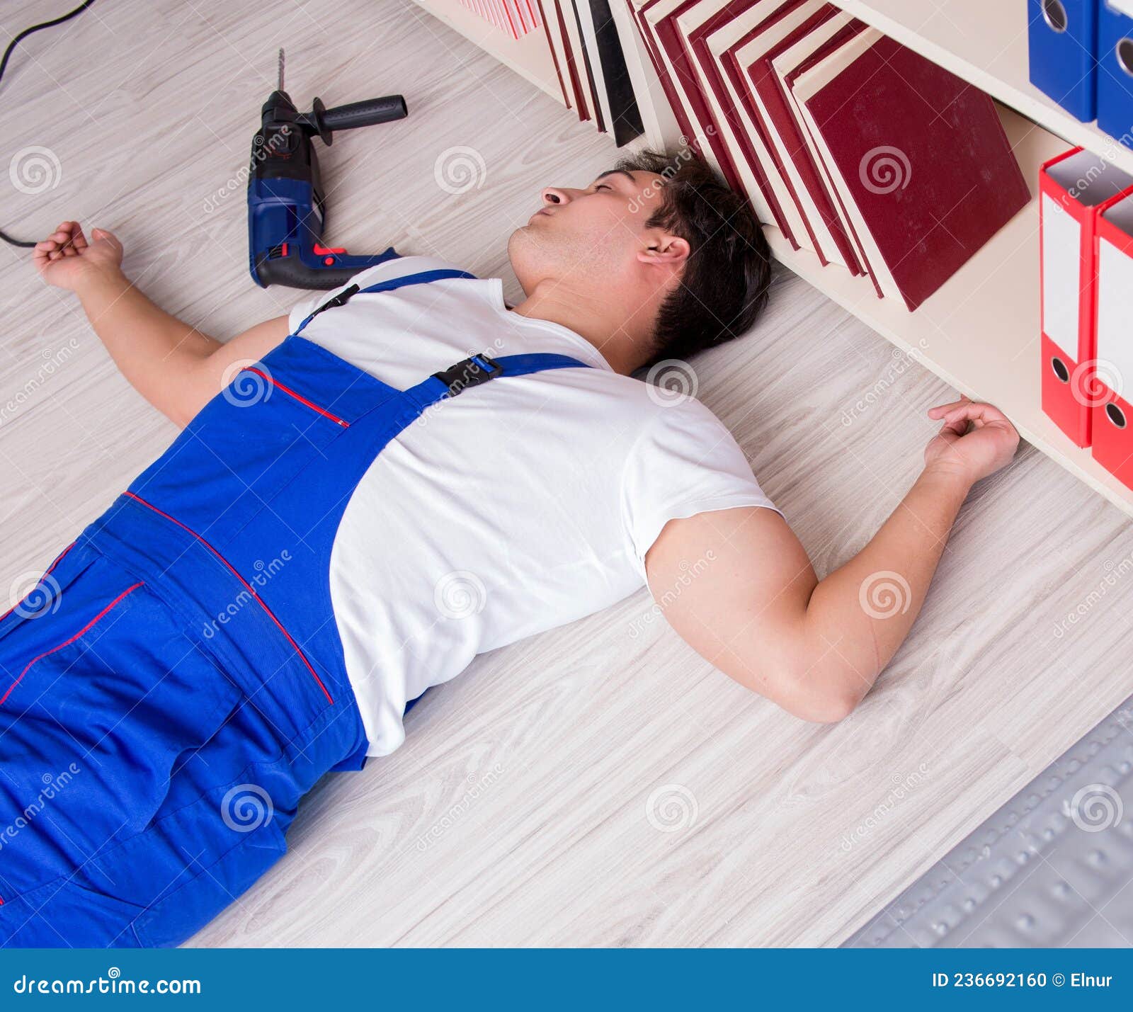 Unsafe Behavior Concept with Falling Worker Stock Photo - Image of home ...