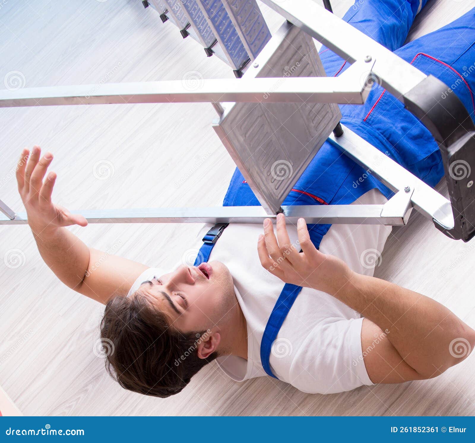 Unsafe Behavior Concept with Falling Worker Stock Image - Image of ...