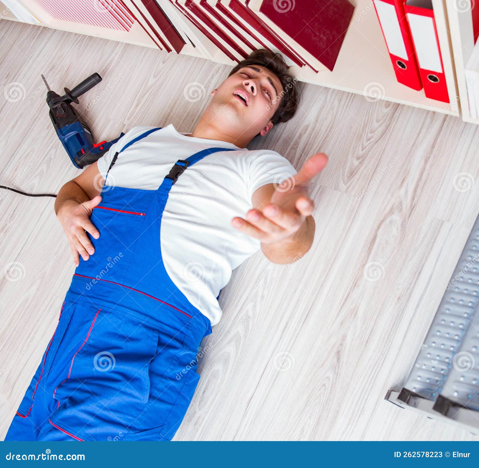 Unsafe Behavior Concept with Falling Worker Stock Image - Image of ...