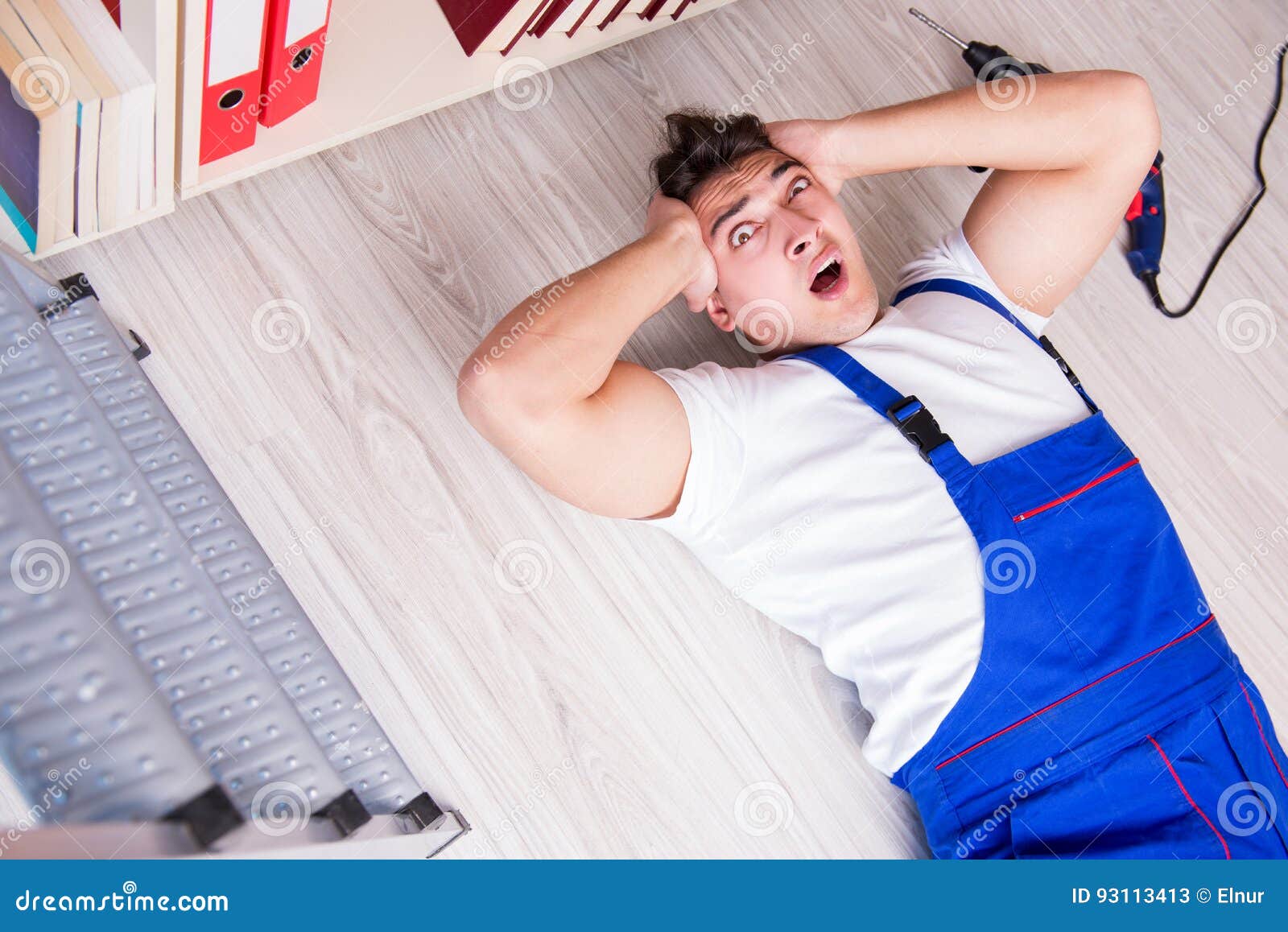 The Unsafe Behavior Concept with Falling Worker Stock Image - Image of ...