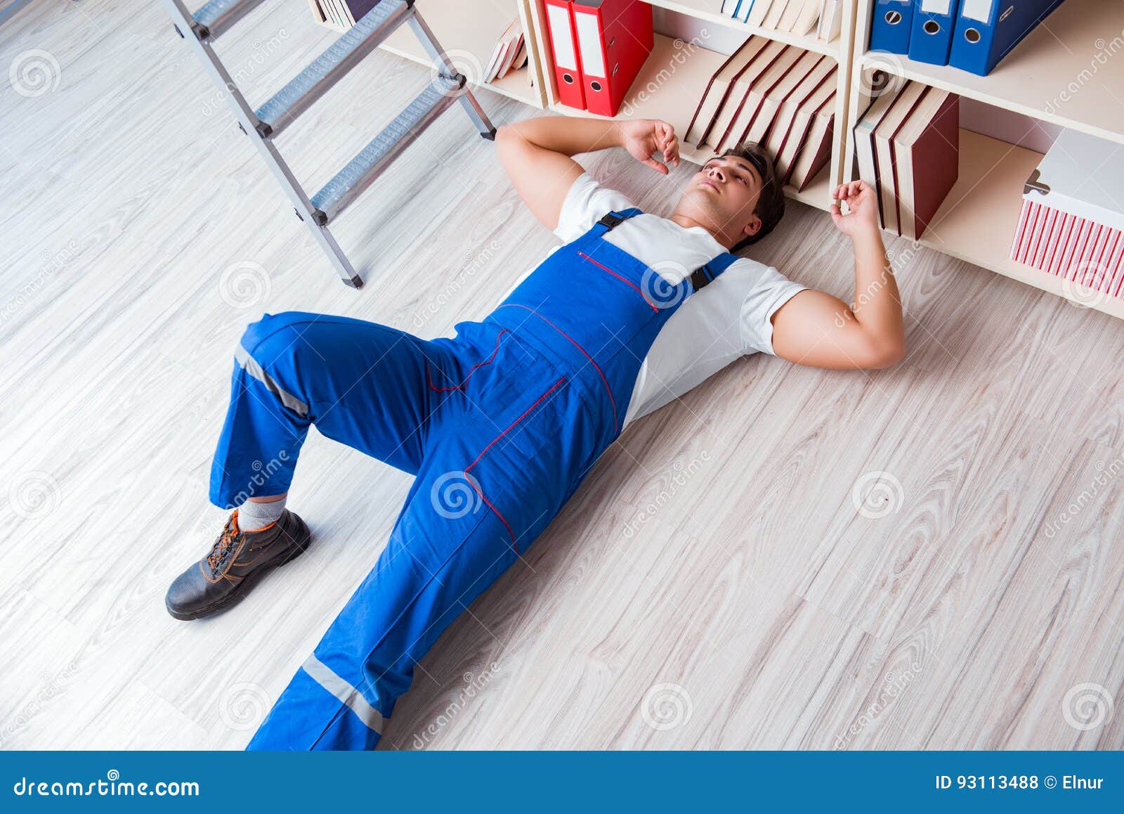 The Unsafe Behavior Concept with Falling Worker Stock Photo - Image of ...