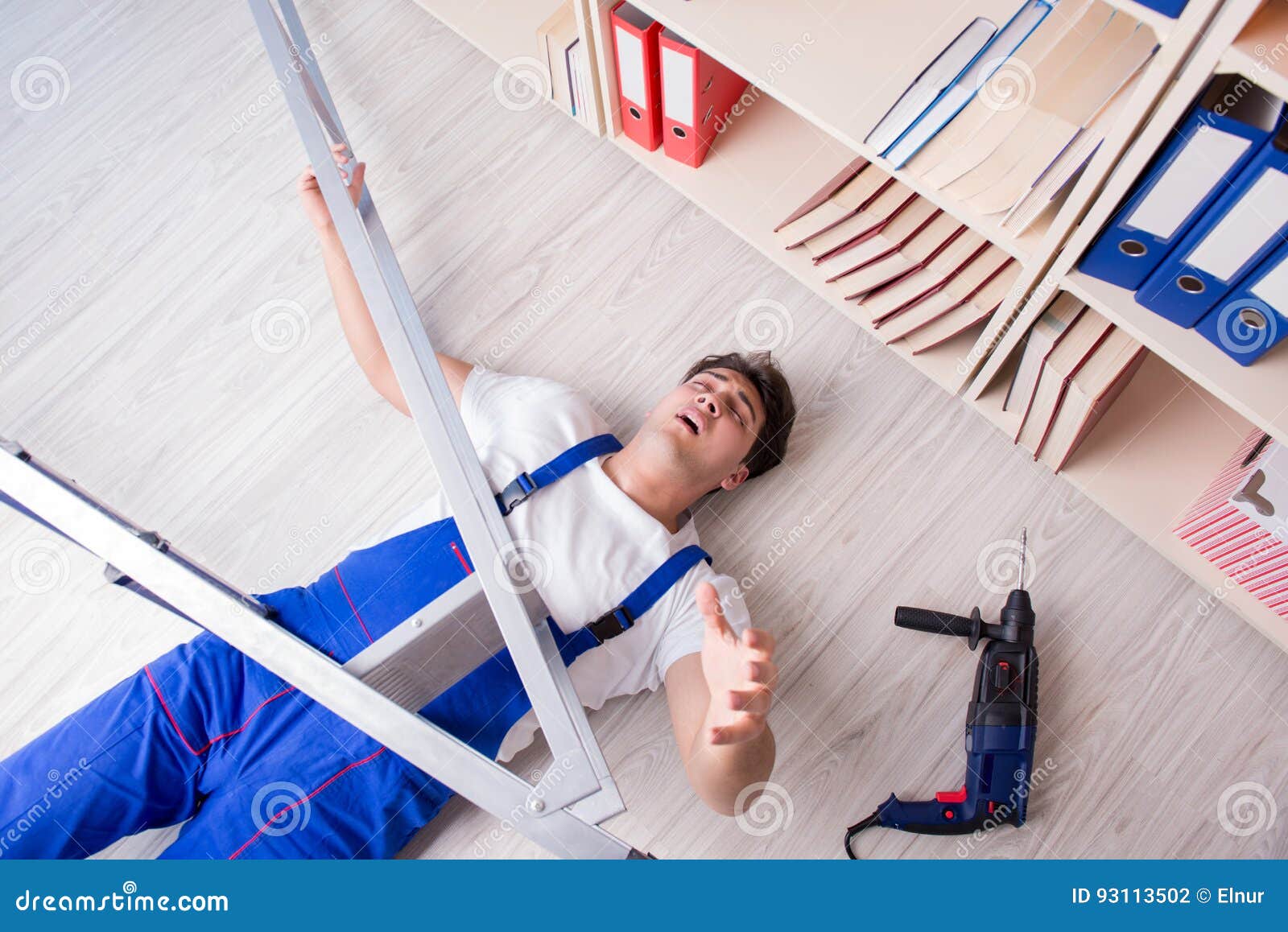 The Unsafe Behavior Concept with Falling Worker Stock Photo - Image of ...
