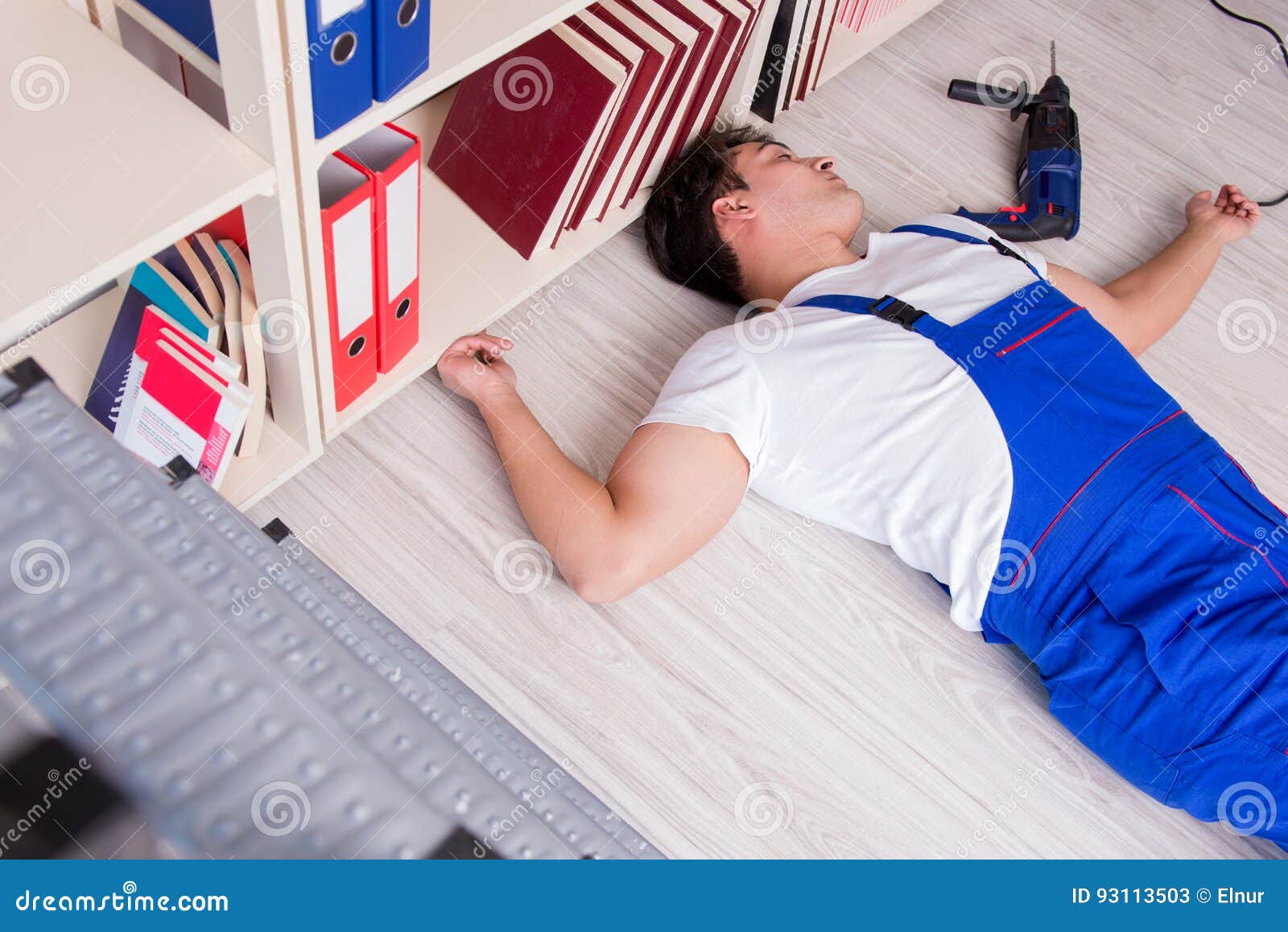 The Unsafe Behavior Concept with Falling Worker Stock Image - Image of ...