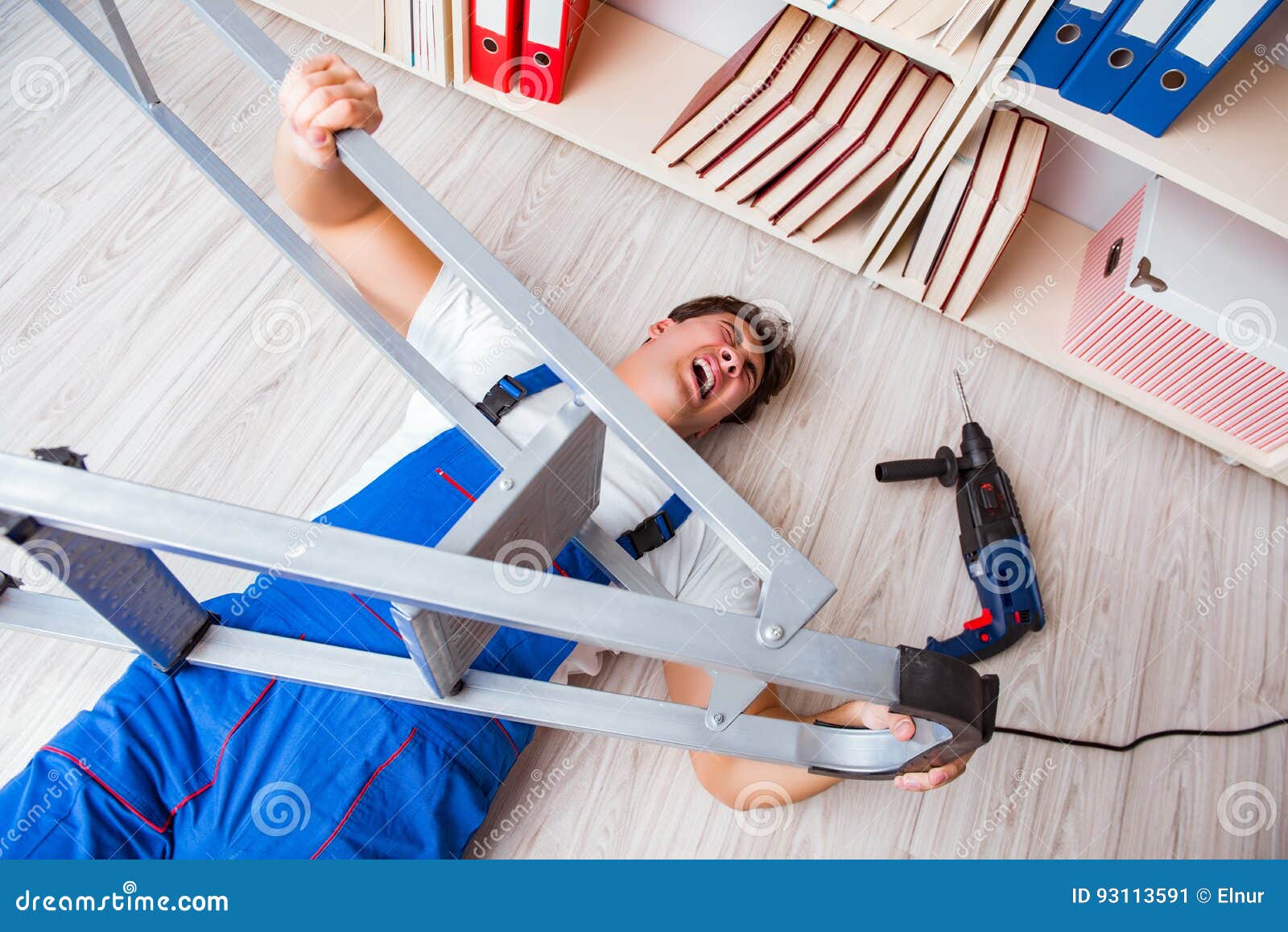 The Unsafe Behavior Concept with Falling Worker Stock Image - Image of ...