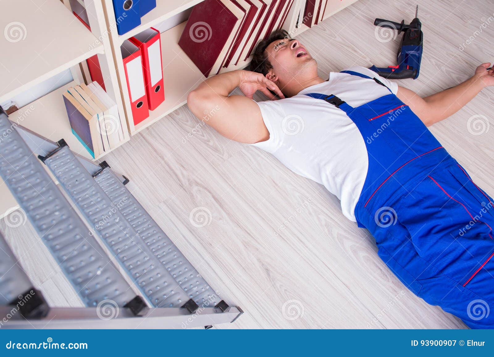 The Unsafe Behavior Concept with Falling Worker Stock Image - Image of ...