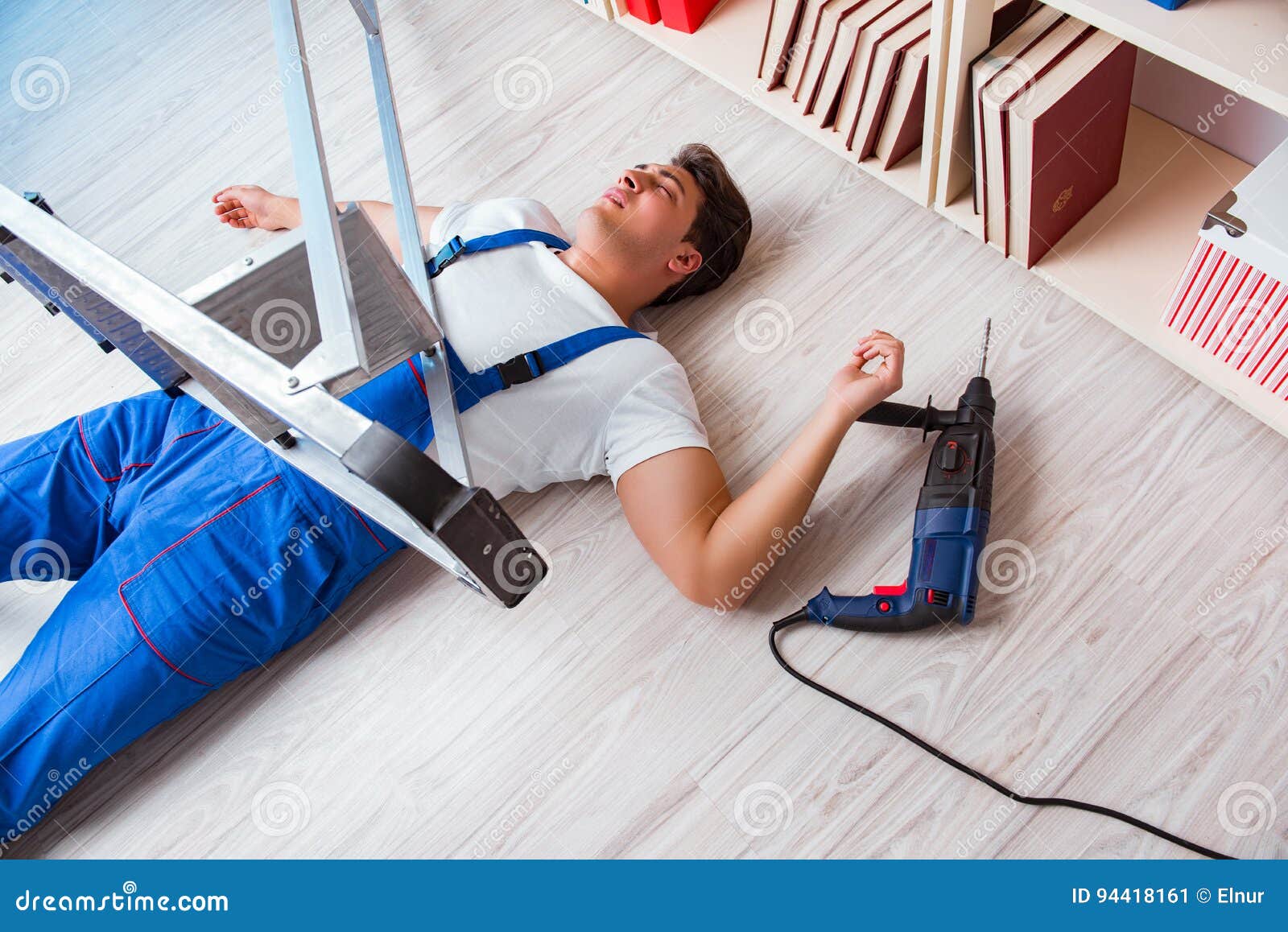 The Unsafe Behavior Concept with Falling Worker Stock Image - Image of ...