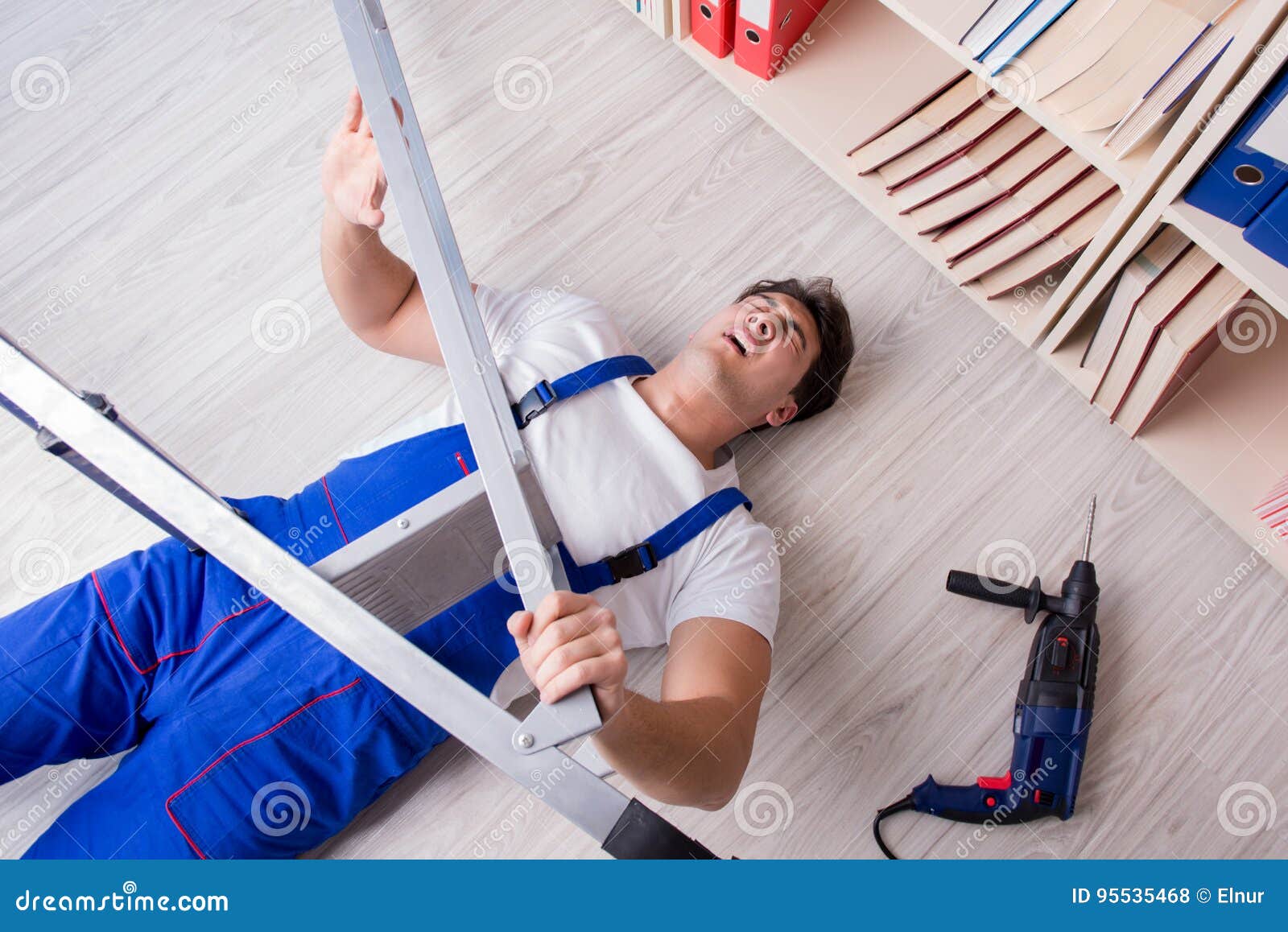 The Unsafe Behavior Concept with Falling Worker Stock Photo - Image of ...