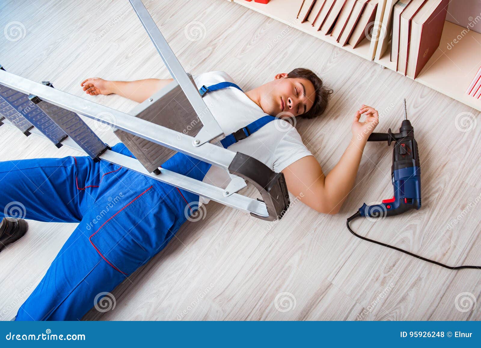 The Unsafe Behavior Concept with Falling Worker Stock Photo - Image of ...