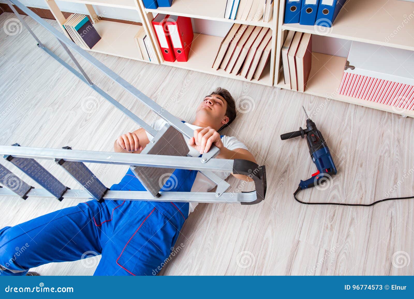 The Unsafe Behavior Concept with Falling Worker Stock Image - Image of ...