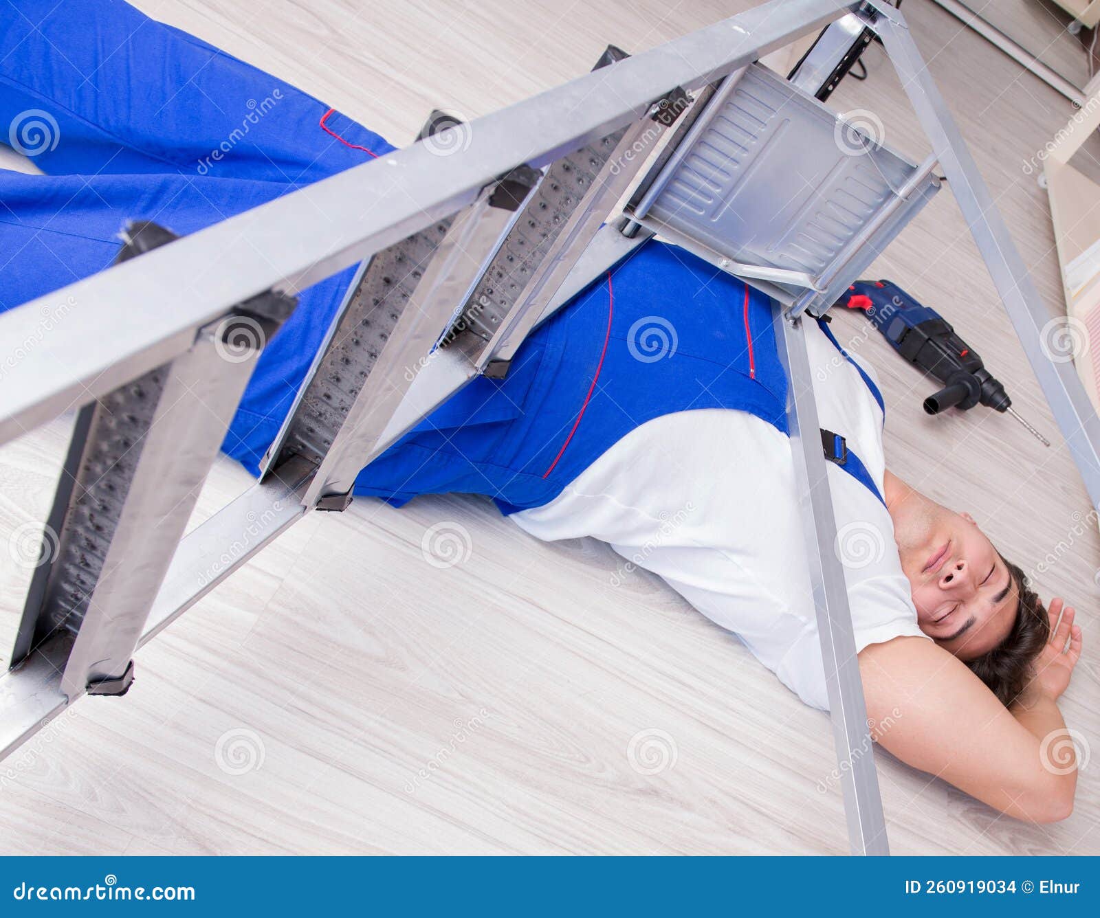 Unsafe Behavior Concept with Falling Worker Stock Photo - Image of ...