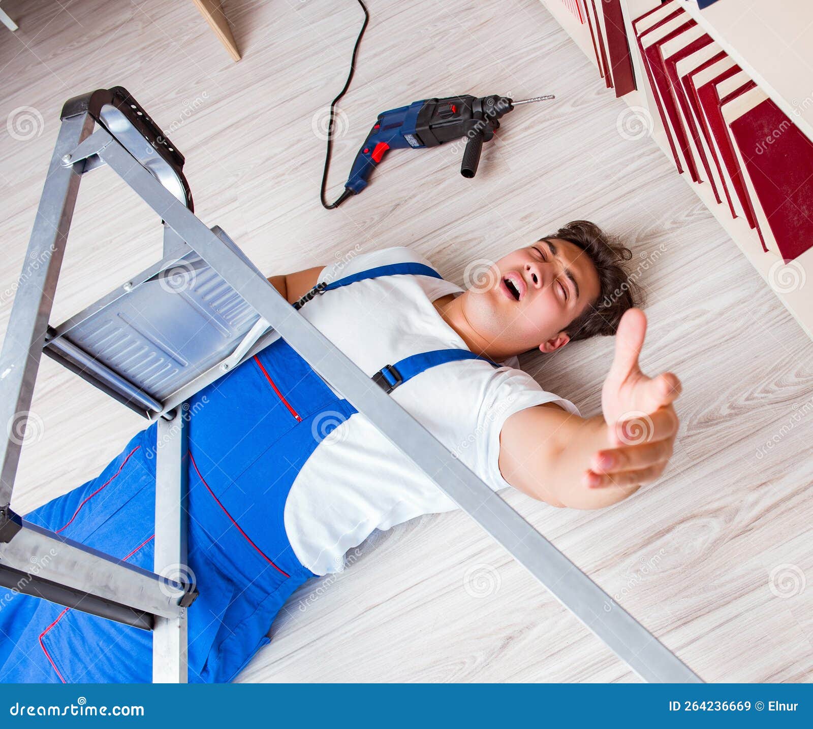 Unsafe Behavior Concept with Falling Worker Stock Image - Image of ...