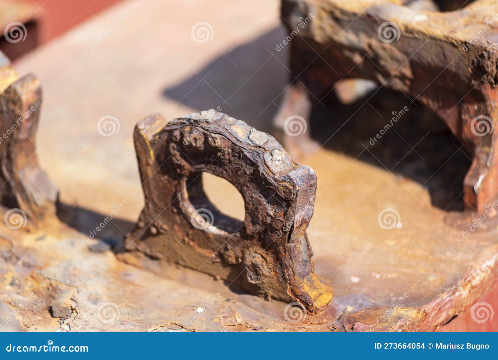 Corroded Cargo Securing (lashing) Eye, on Deck of Container Ship. Stock ...