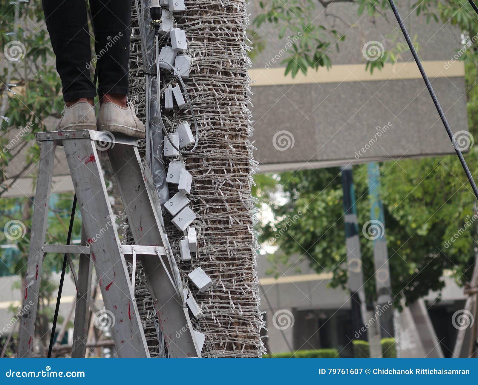 Unsafe step on ladder stock image. Image of remove, shoes - 79761607