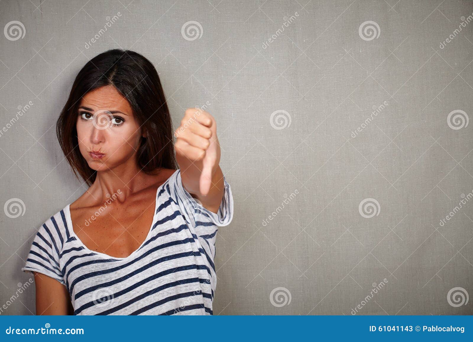 Unsatisfied Young Lady Showing Disapproval Sign Stock Image - Image of ...