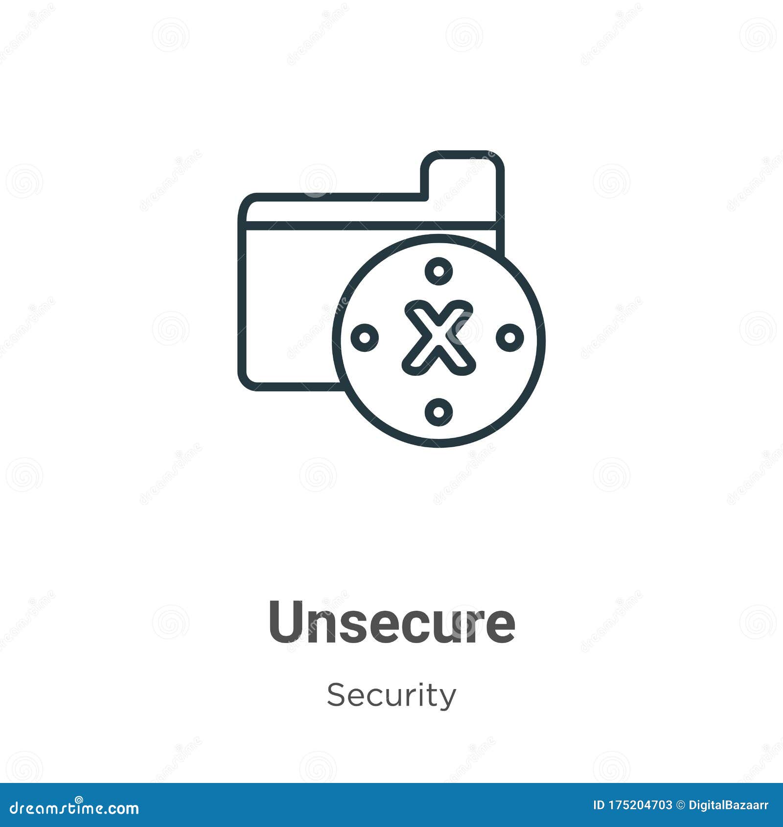 Unsecure Outline Vector Icon. Thin Line Black Unsecure Icon, Flat ...