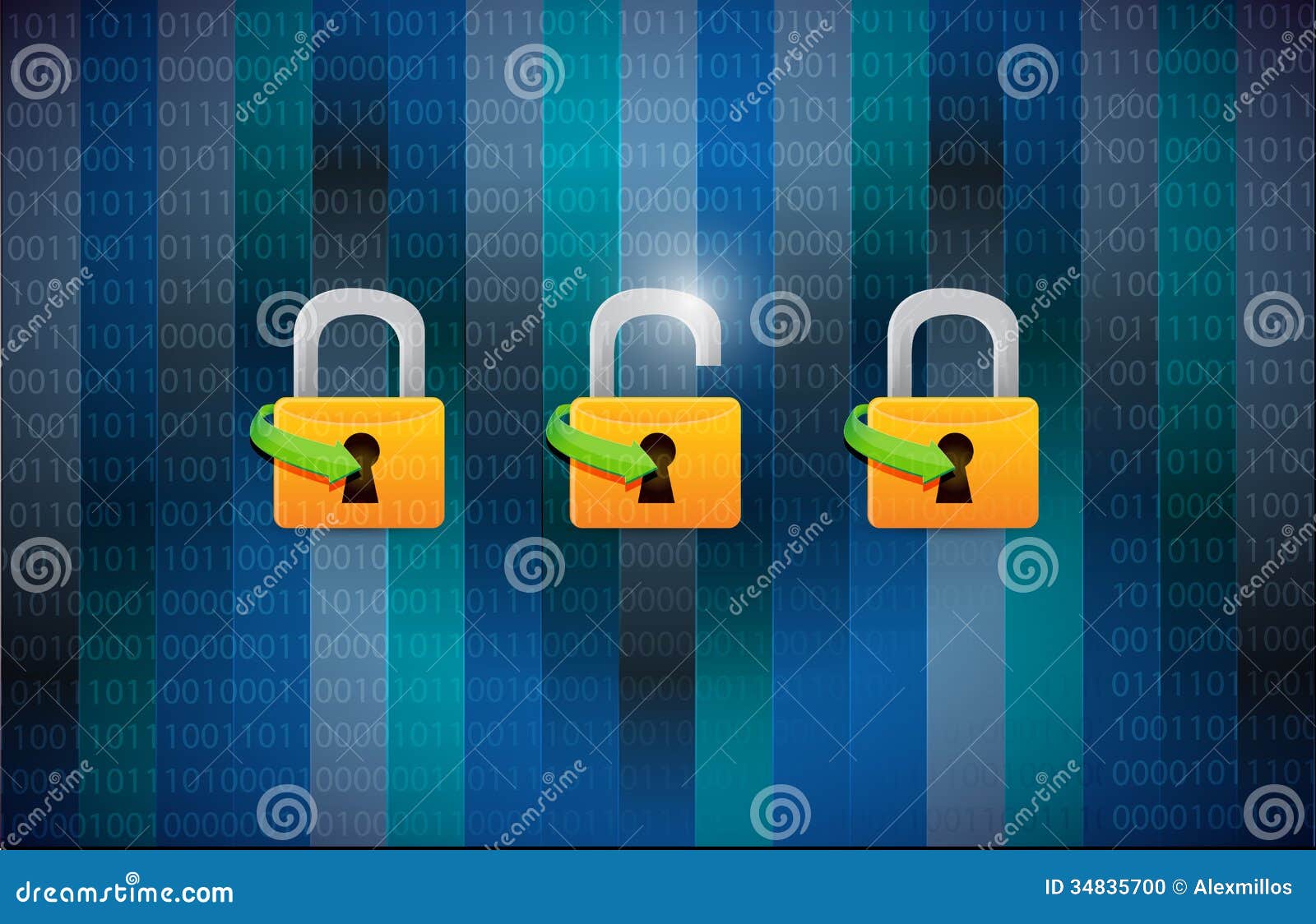 Unsecured and Secured Concept Illustration Stock Illustration ...