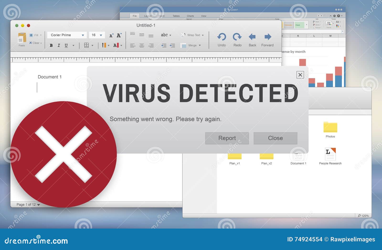 Unsecured Virus Detected Hack Unsafe Concept Stock Illustration ...