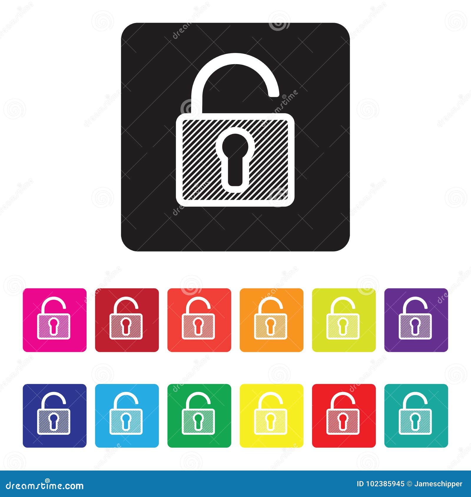 Unsecured website icon set stock vector. Illustration of portable ...