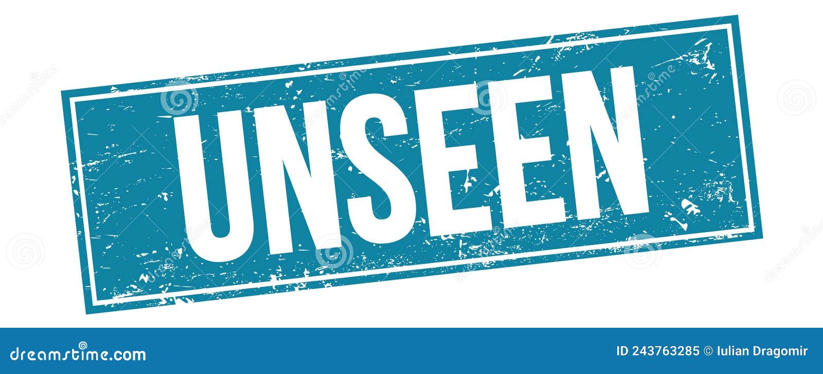 UNSEEN Text on Blue Grungy Rectangle Stamp Stock Illustration ...