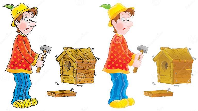 Unskillful carpenter stock illustration. Illustration of popular - 16456479