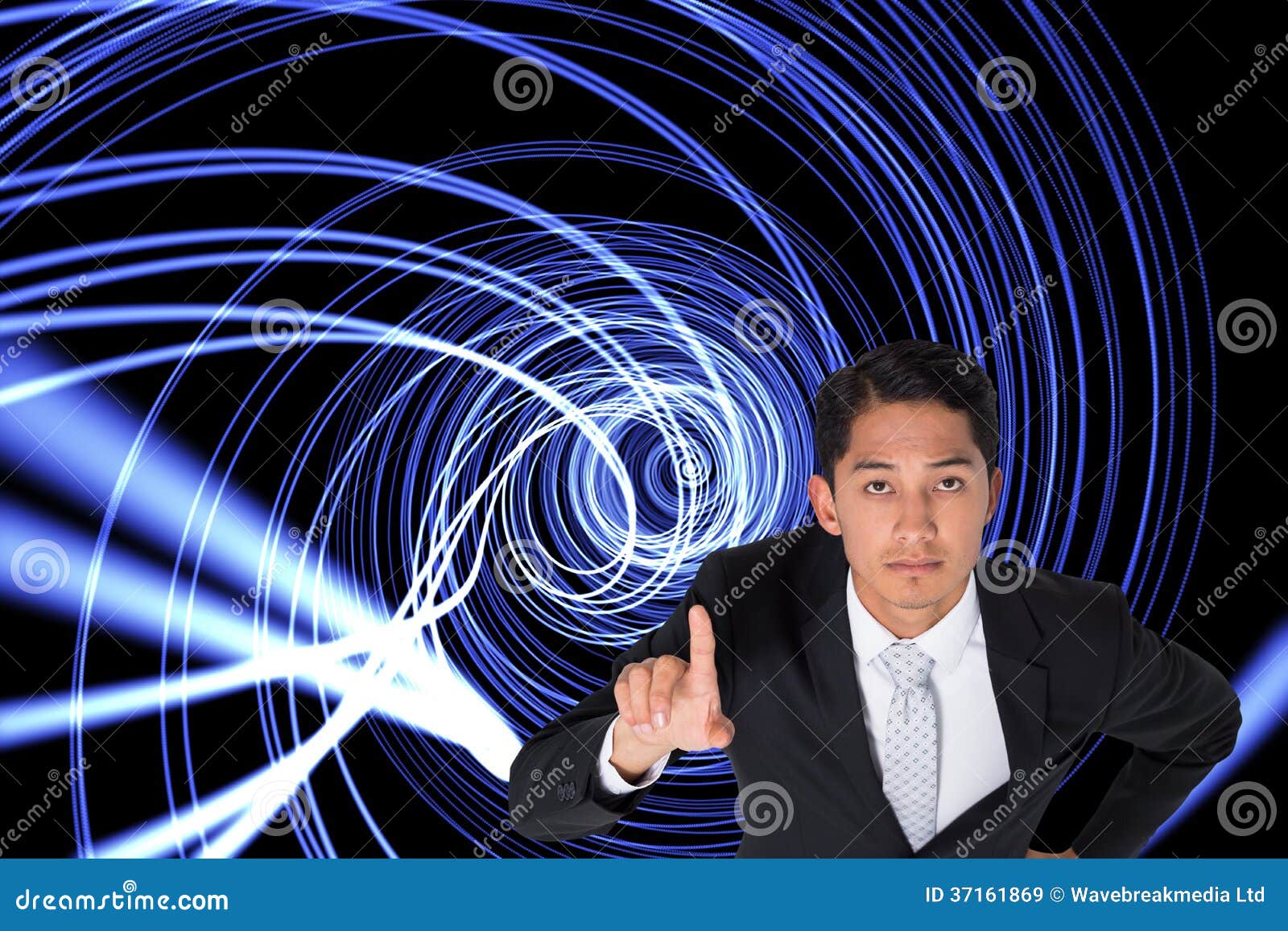 Unsmiling Asian Businessman Pointing Stock Image - Image of vortex ...