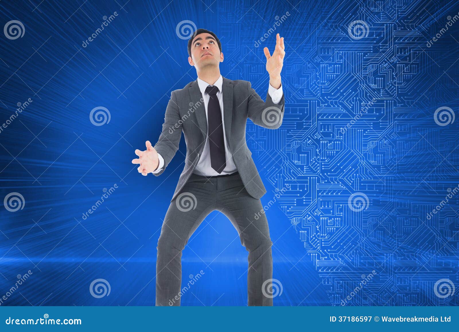 Unsmiling Businessman Catching Stock Image - Image of person, suit ...