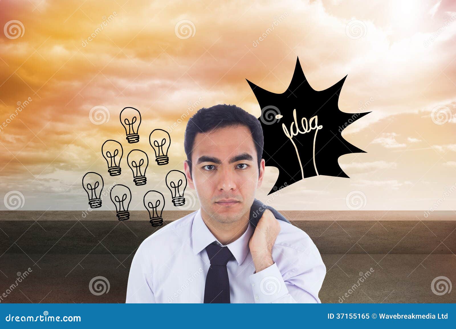 Unsmiling Businessman Standing Stock Image - Image of generated, orange ...