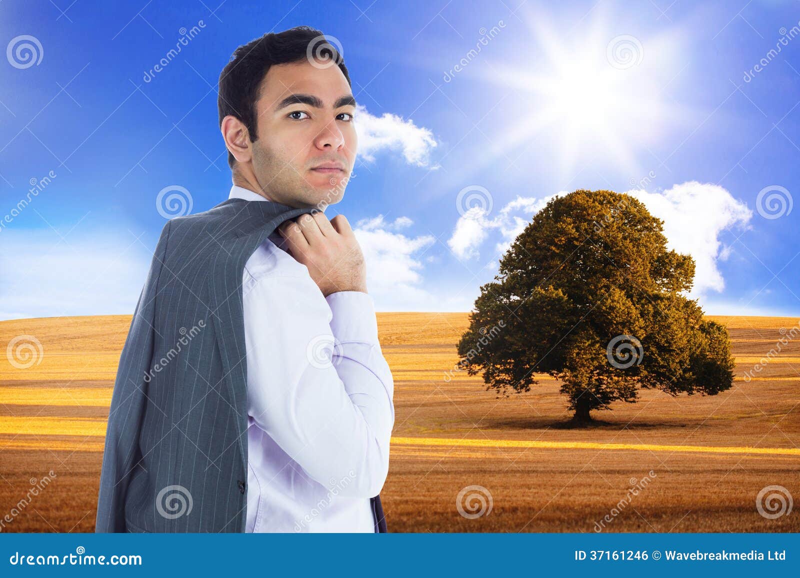 Unsmiling Businessman Standing Stock Photo - Image of shirt, composite ...