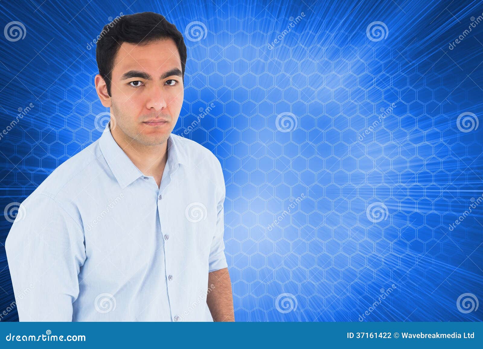 Unsmiling Casual Man Standing Stock Photo - Image of hexagon, digitally ...