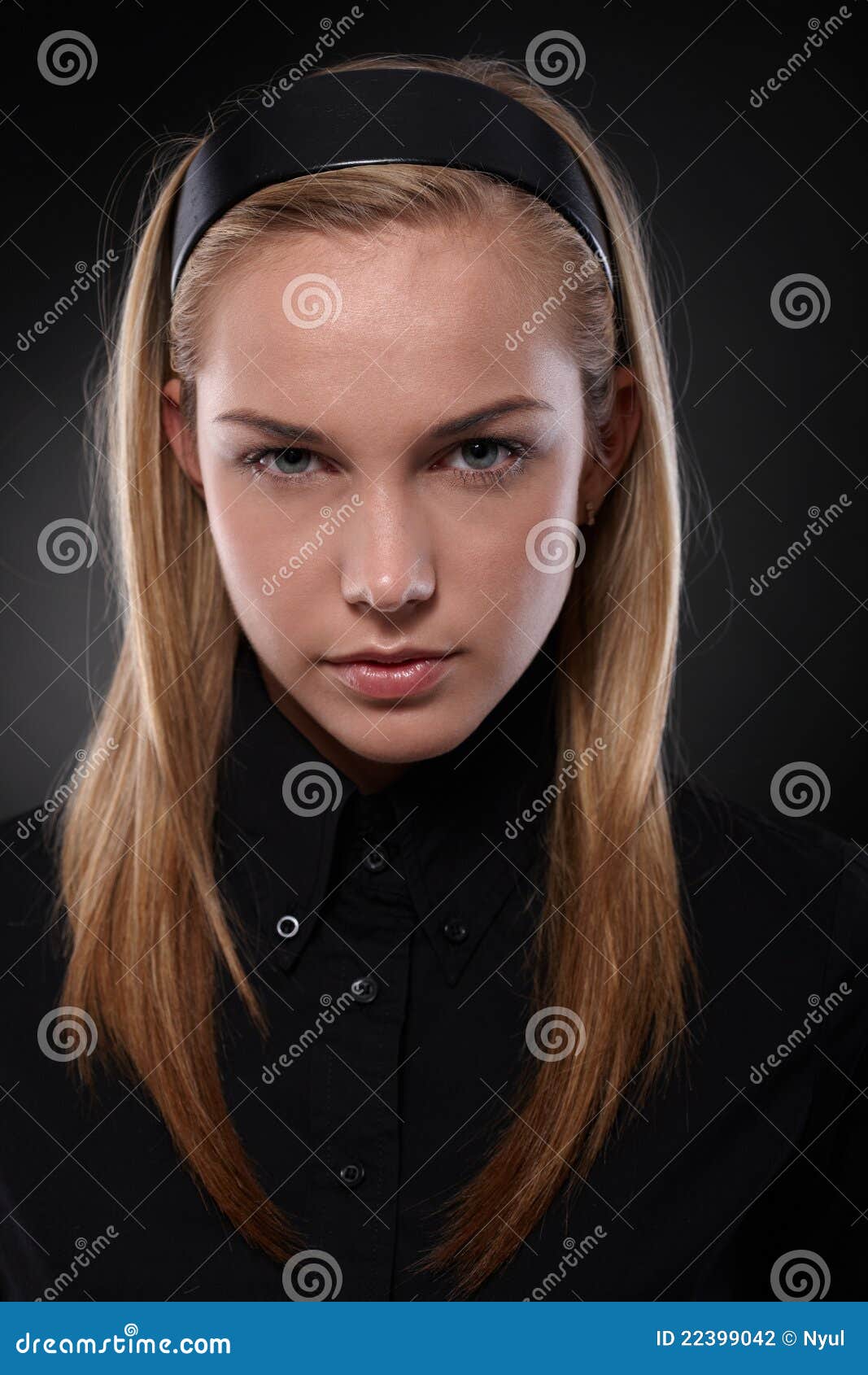 Unsmiling Teenager in Black Stock Photo - Image of face, european: 22399042