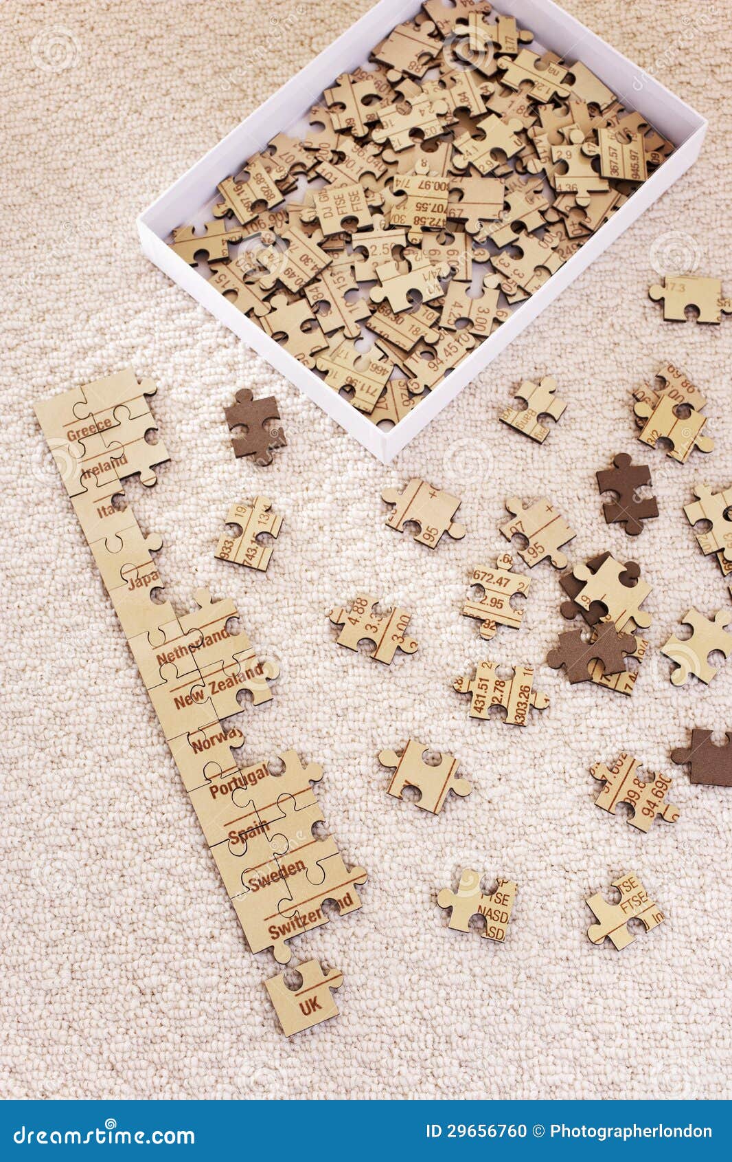 Unsolved Jigsaw Puzzles Pieces Stock Photo - Image of puzzle, hobbies ...