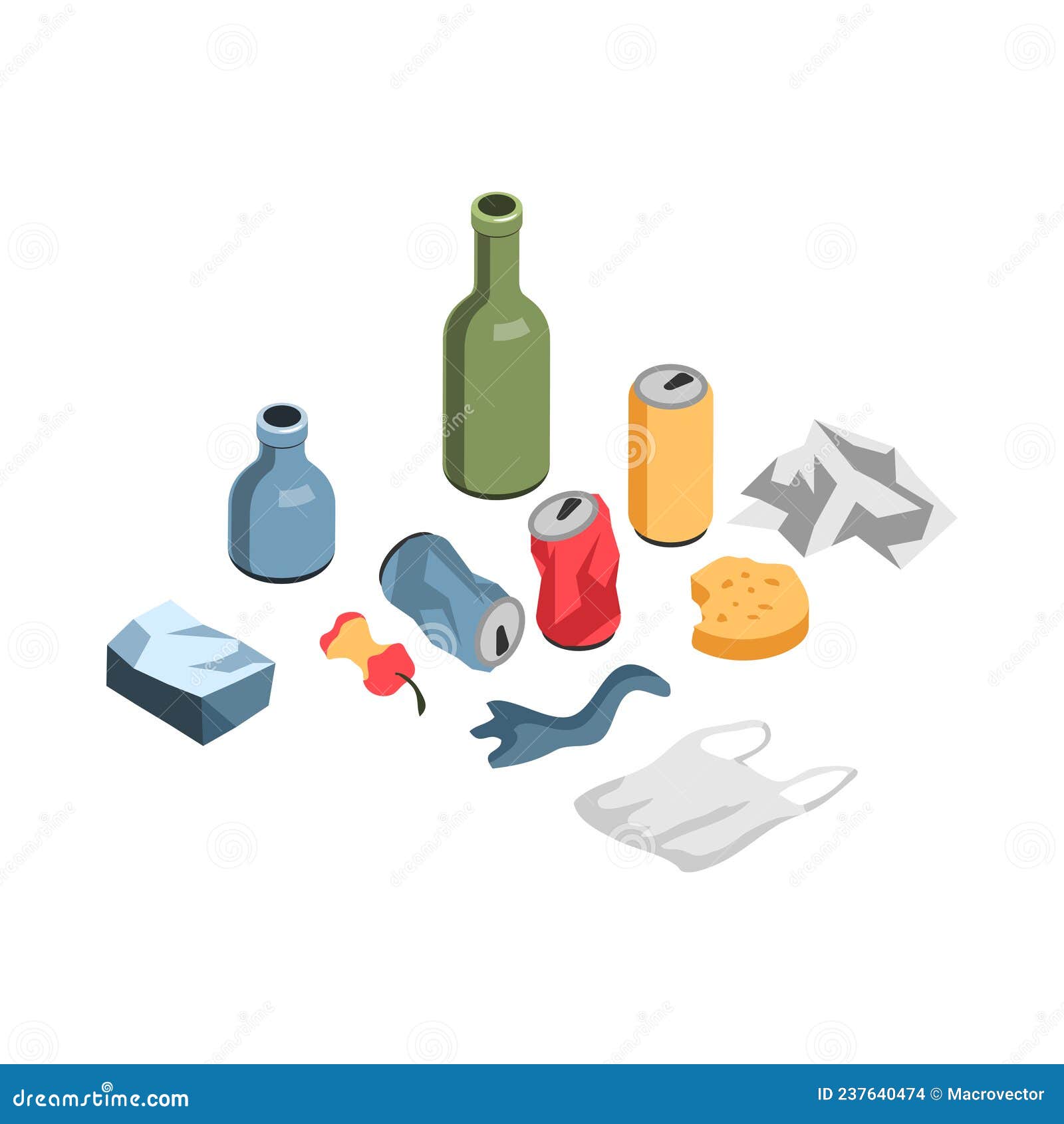 Unsorted Garbage Isometric Composition Stock Vector - Illustration of ...