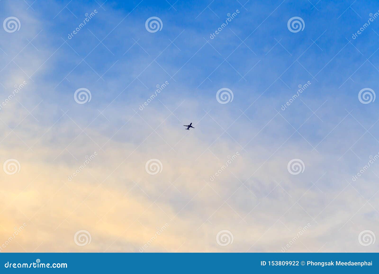 Unspecified Small Plane on the Blue Sky and Clouds Stock Photo - Image ...