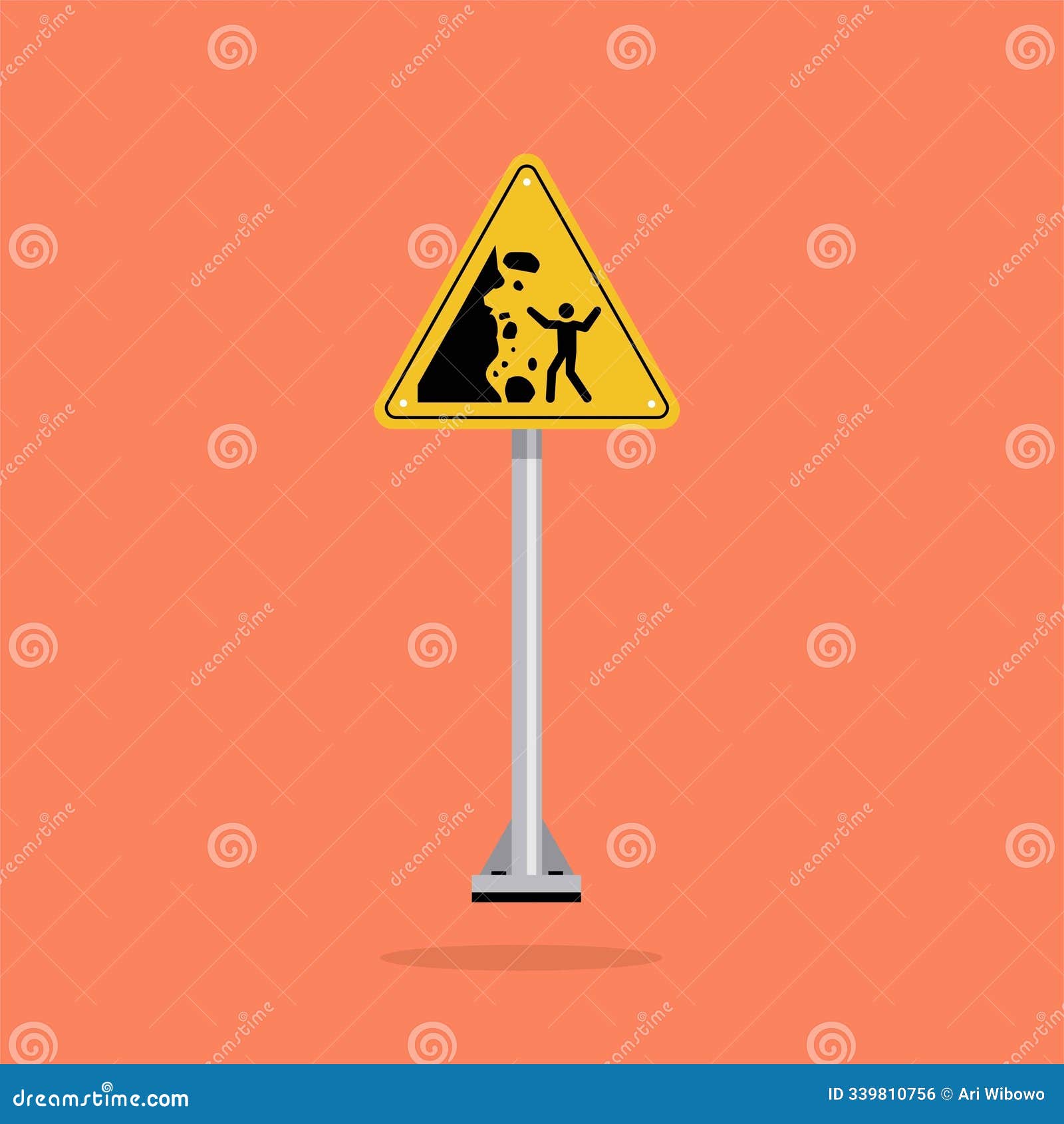 Unstable Cliff Edge Warning Sign Inside Yellow Triangle Board. Stock ...