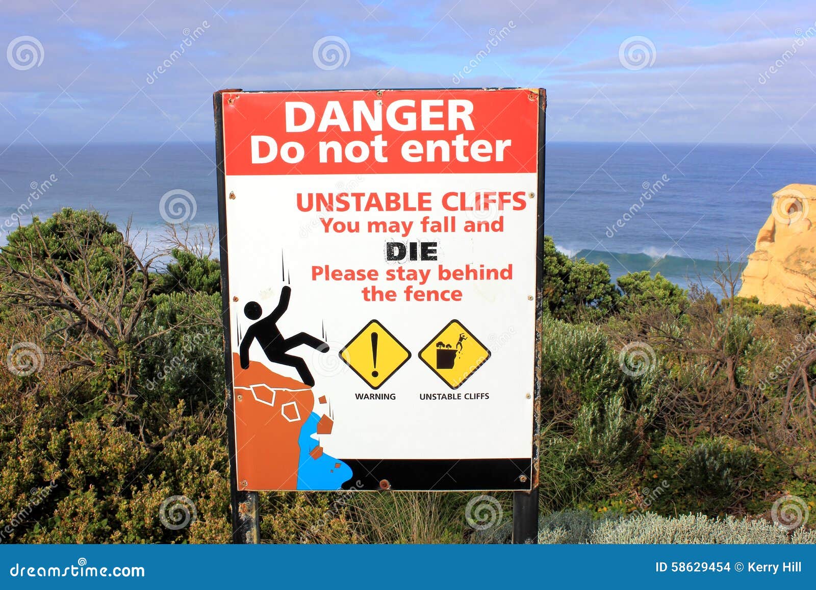 Unstable Cliffs Danger Sign Stock Photo - Image of nature, outdoor ...