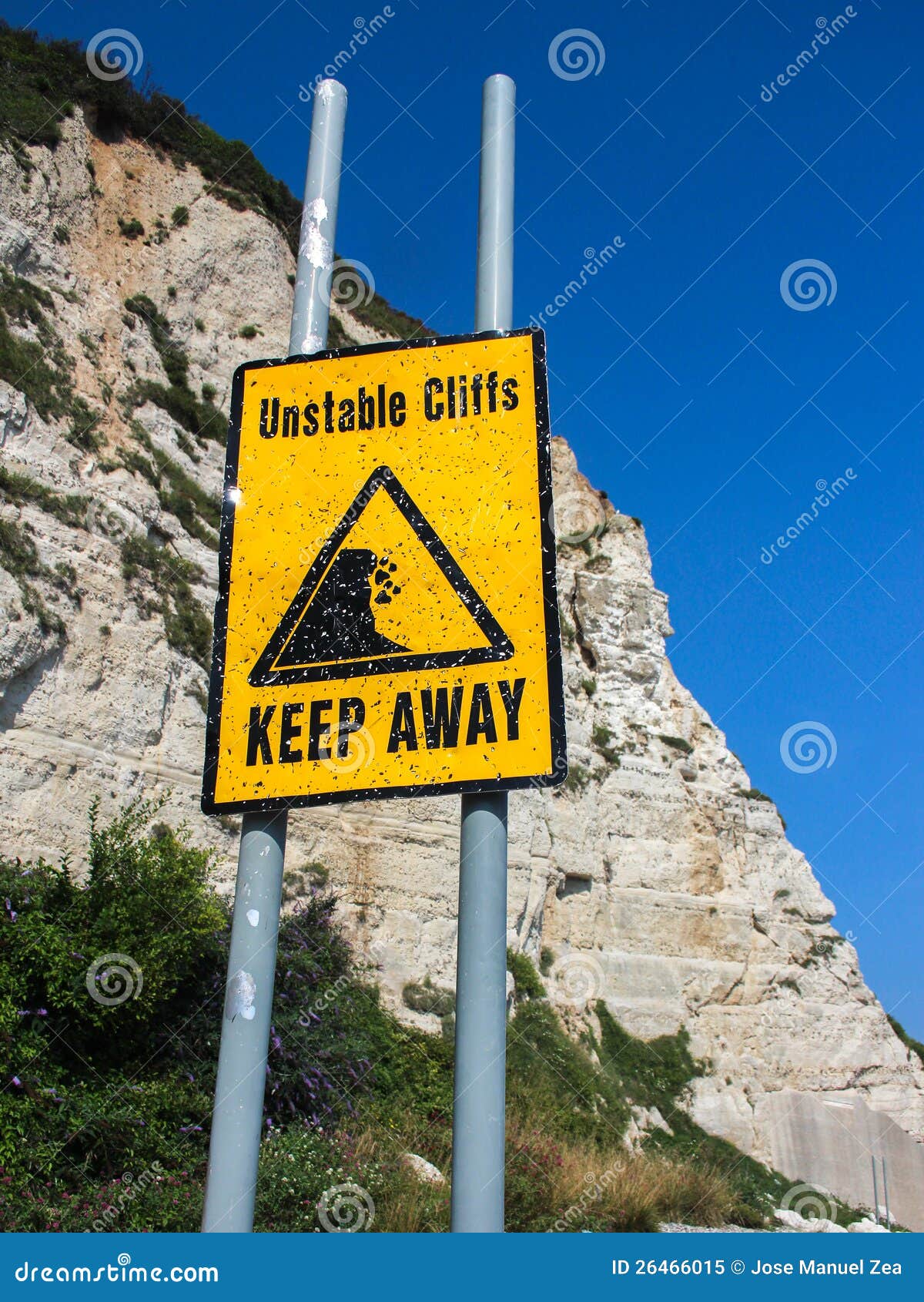 Unstable Cliffs Keep Away Sign Stock Image - Image of coastline ...