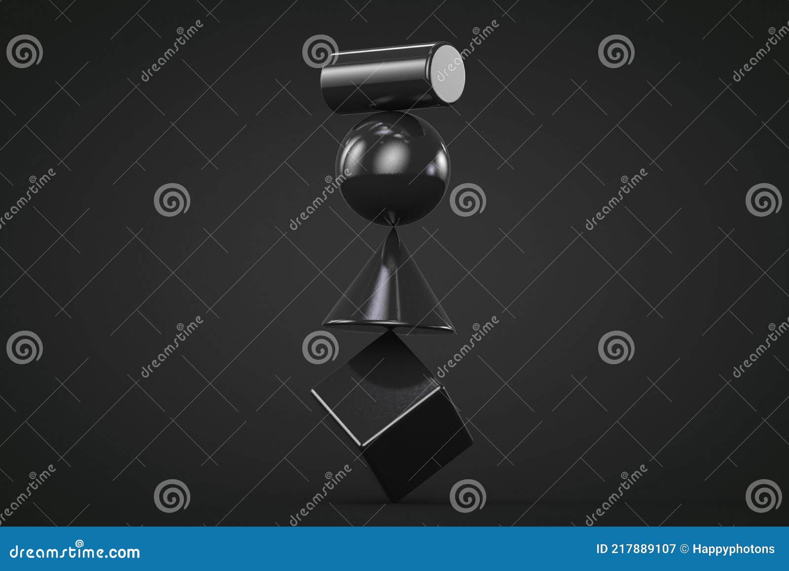 Unstable Construction. Geometric Shapes Balancing on Top of Each Other ...