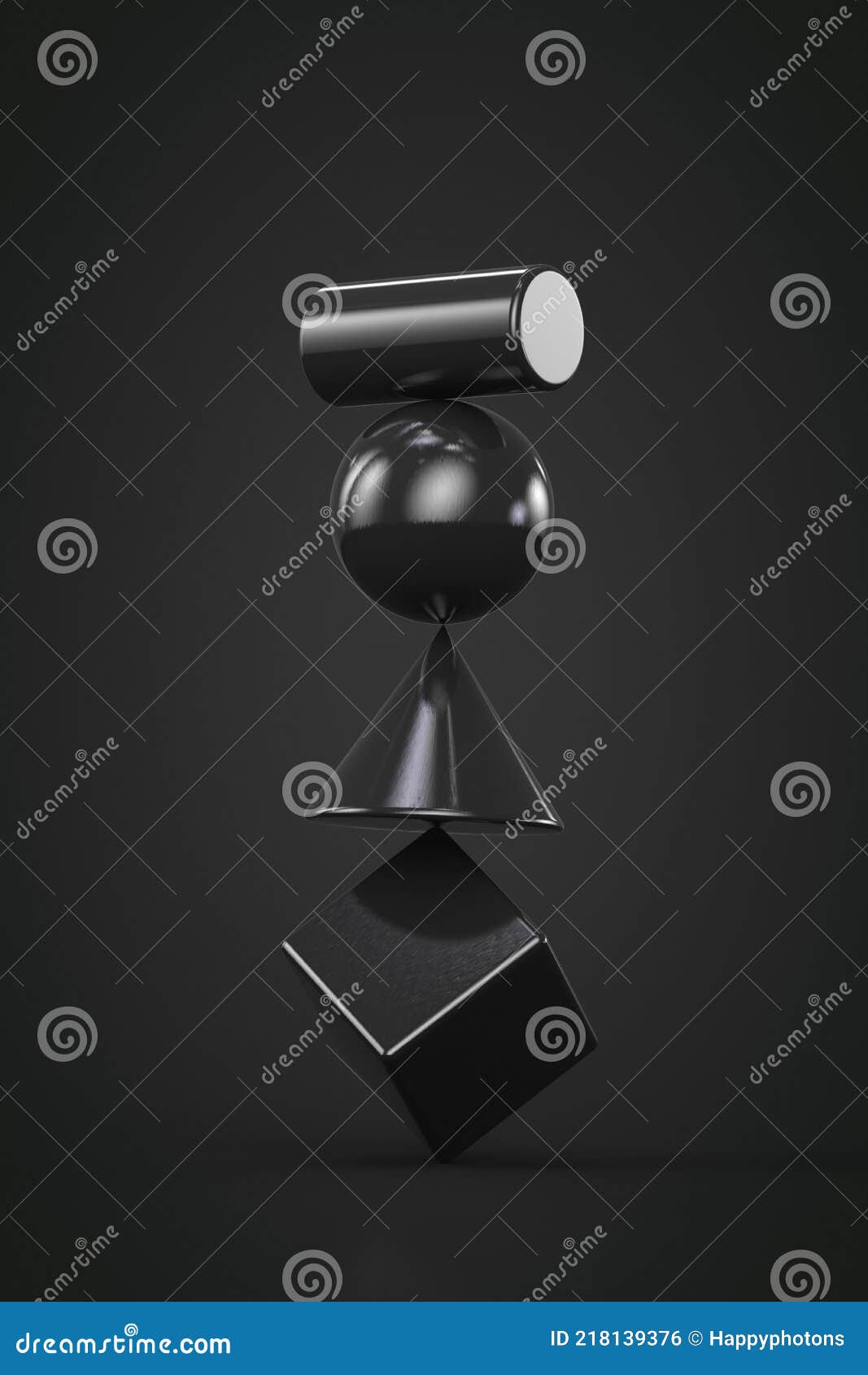 Unstable Construction. Geometric Shapes Balancing on Top of Each Other ...