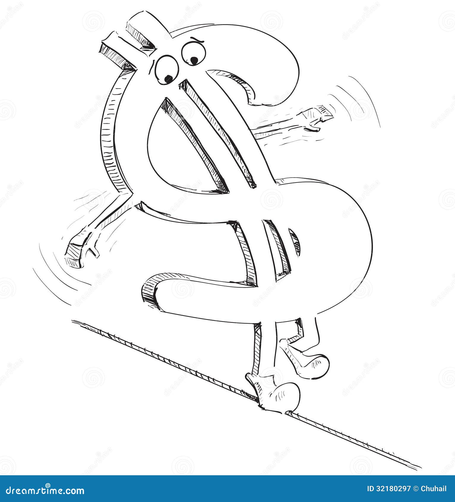 Unstable Dollar Cartoon Illustration Stock Vector - Illustration of ...